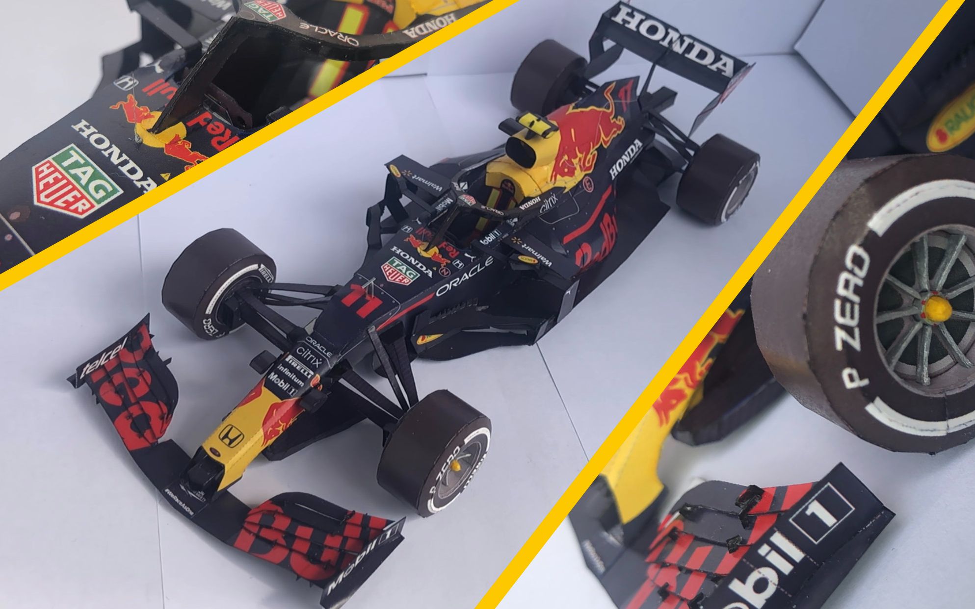 【F1纸模型】5块钱成本,细节拉满的红牛RB16B制作