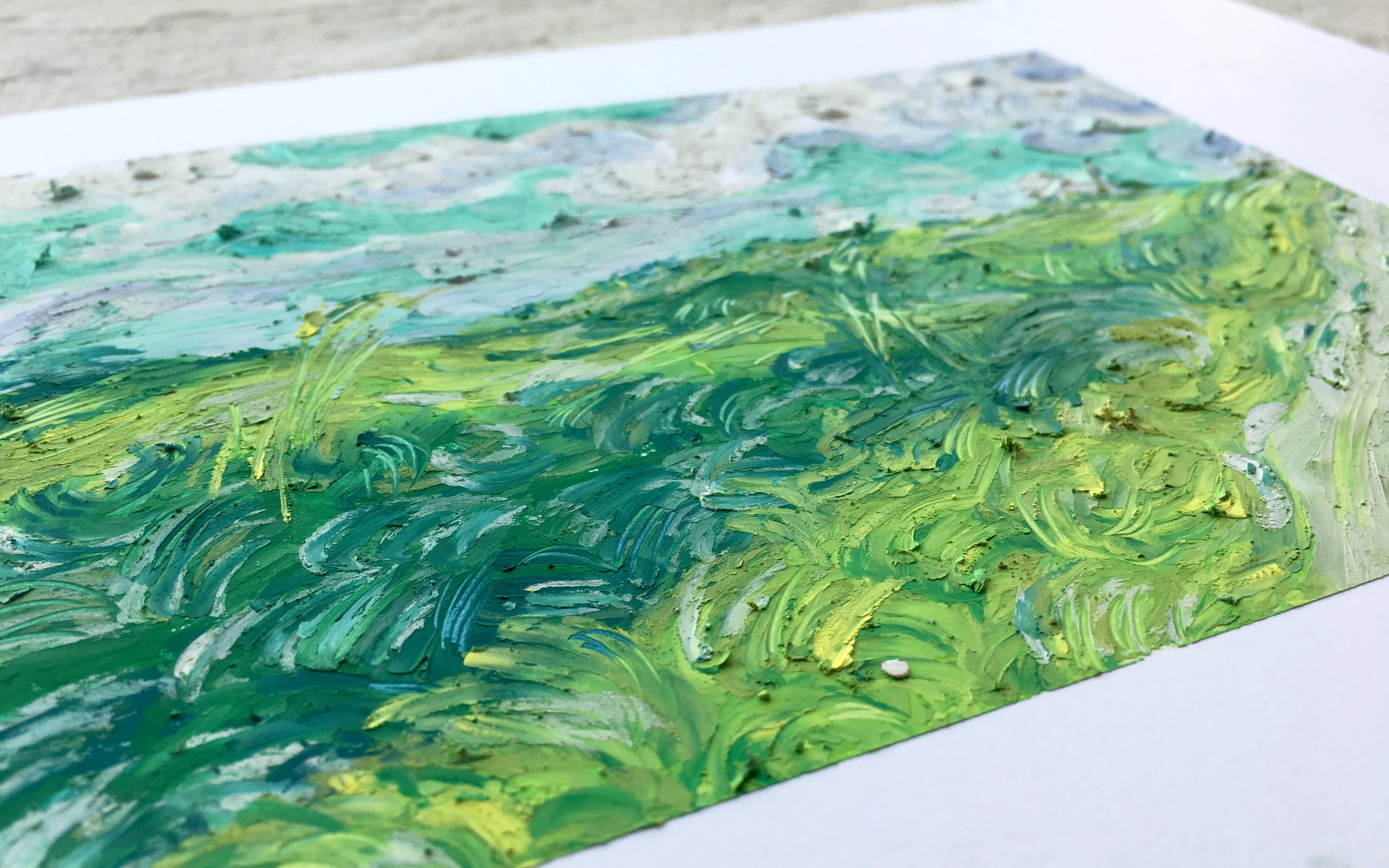 【油画棒】致敬梵高。用油画棒临摹大师作品《绿色的麦田》。