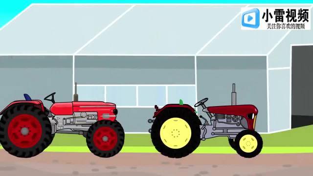儿童动画,工程车动画,拖拉机排队在农场劳动