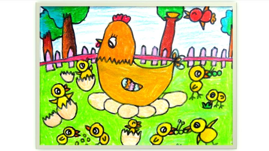 儿童美术|亲子绘画 母鸡和小鸡 幼儿园教学