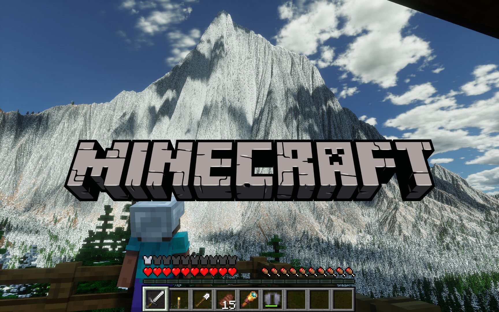 遮天蔽日!MC中4000格高的山有多壮观?!_我的世界