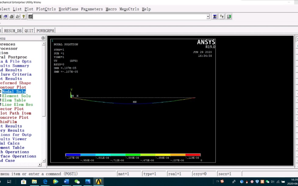 ANSYS APDL 19.0-梁的均布载荷的分析