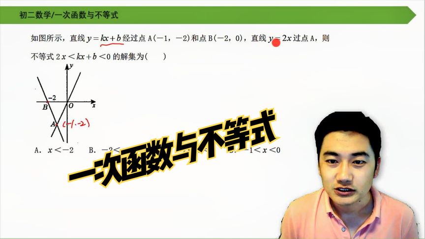 初二数学,一次函数与不等式,利用数形结合求不等式的解集