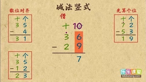 小学一年级奥数:减法竖式