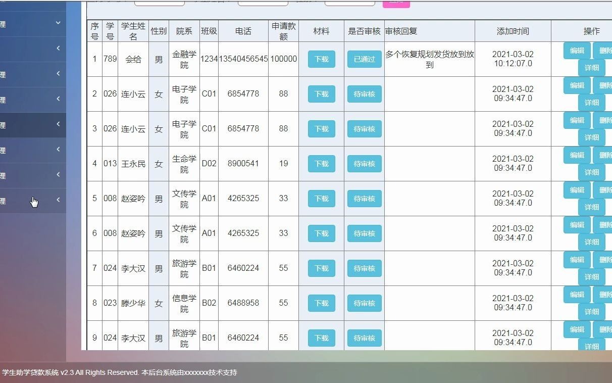 Spring+Spring MVC+MyBatis的学生助学贷款系统—毕业设计