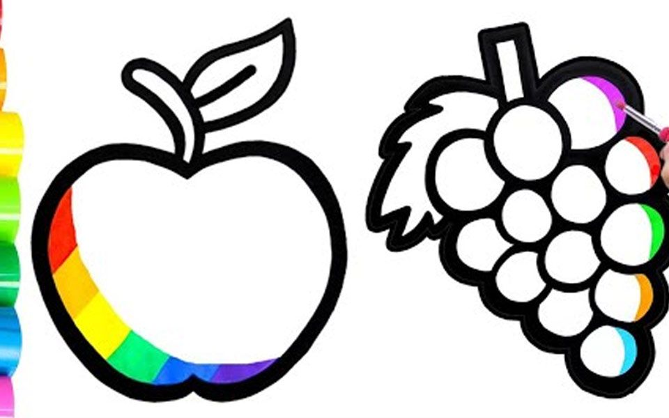 简笔画儿童画-为孩子画简单水果苹果和葡萄