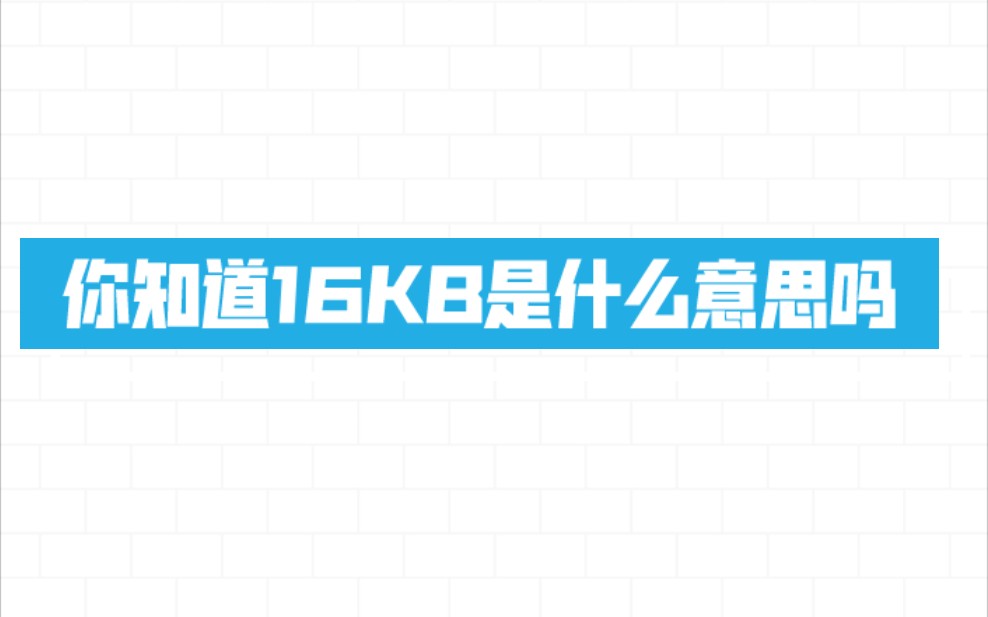 【猩K】boy:你知道16KB是什么意思吗