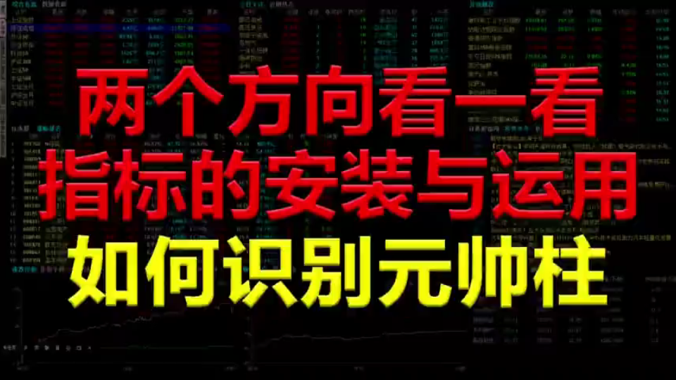 如何识别元帅柱?两个方向看一看,指标的安装与运用。