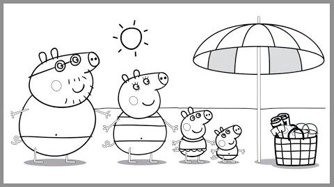 儿童简笔画:一家四口晒太阳