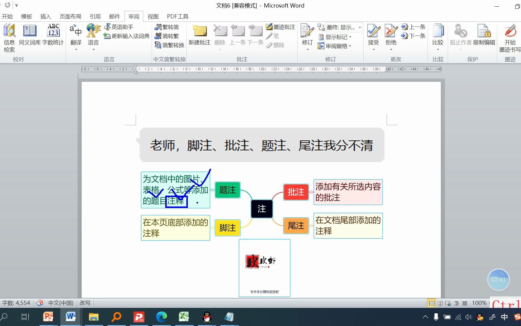 脚注、尾注、批注、题注