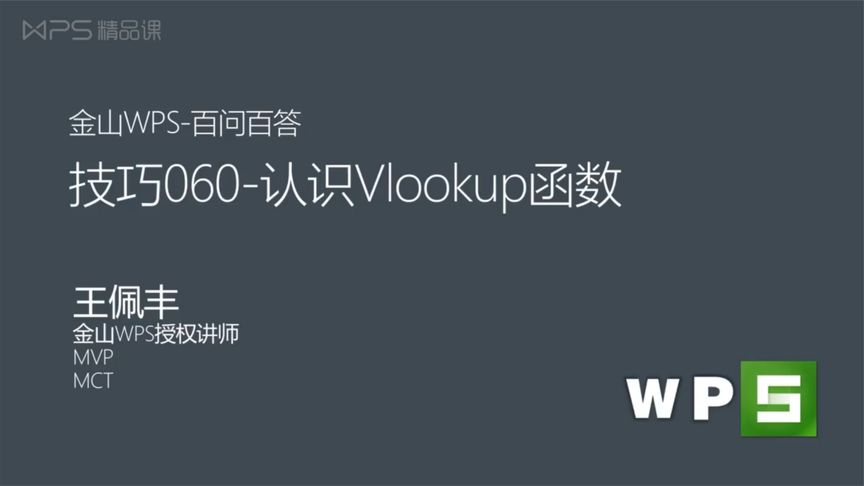 WPS表格技巧060-认识VLookup函数#职场 #干货 #excel