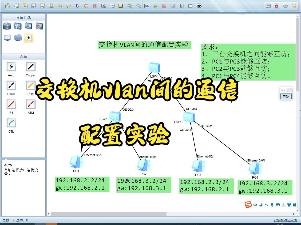 交换机vlan间的通信配置实验
