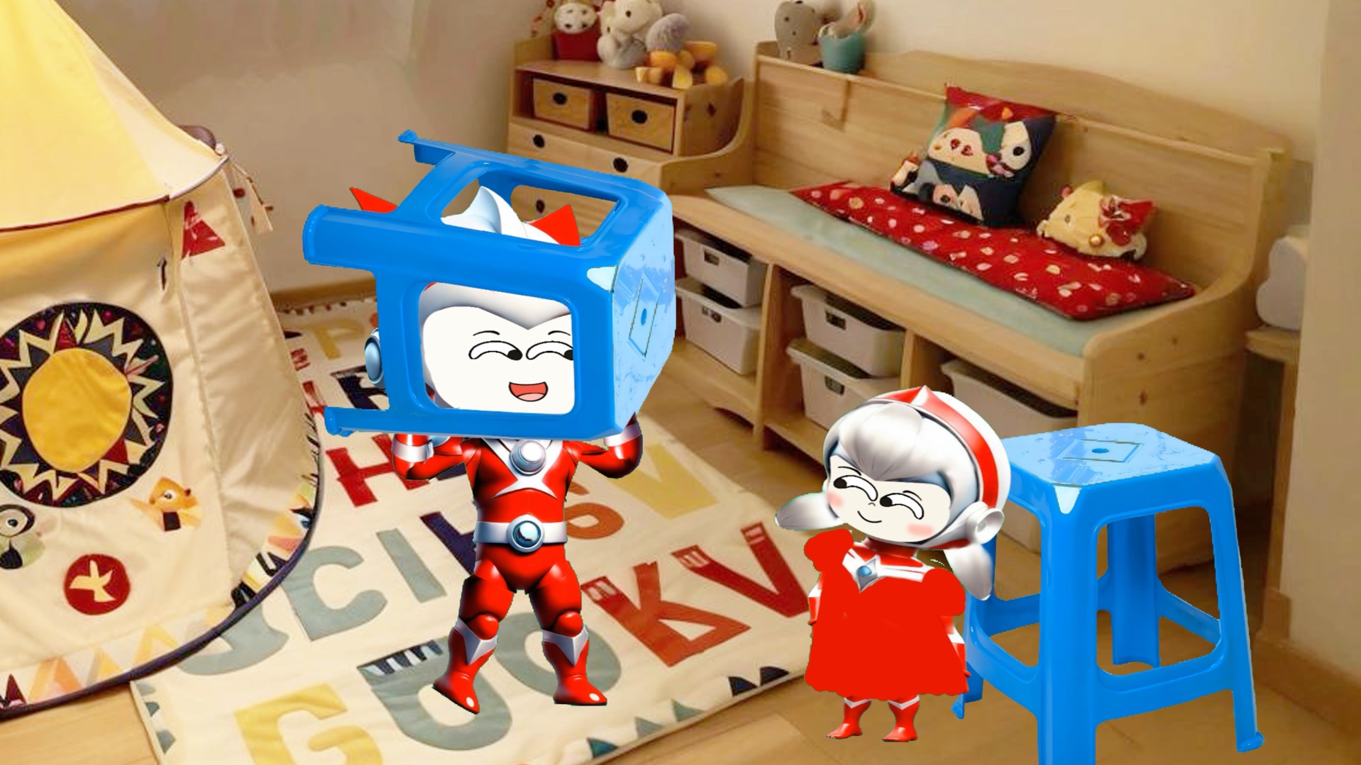 启蒙早教动画:不要钻进椅子下的洞里面,容易被卡住