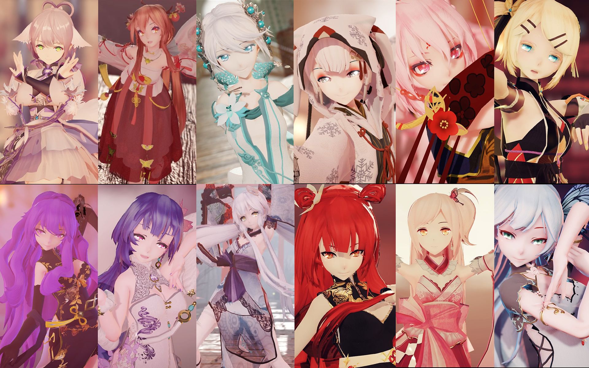 ...巡音镜音铃洛天依言和乐正绫心华星尘墨清弦幻晓伊栀子苍穹MMD】