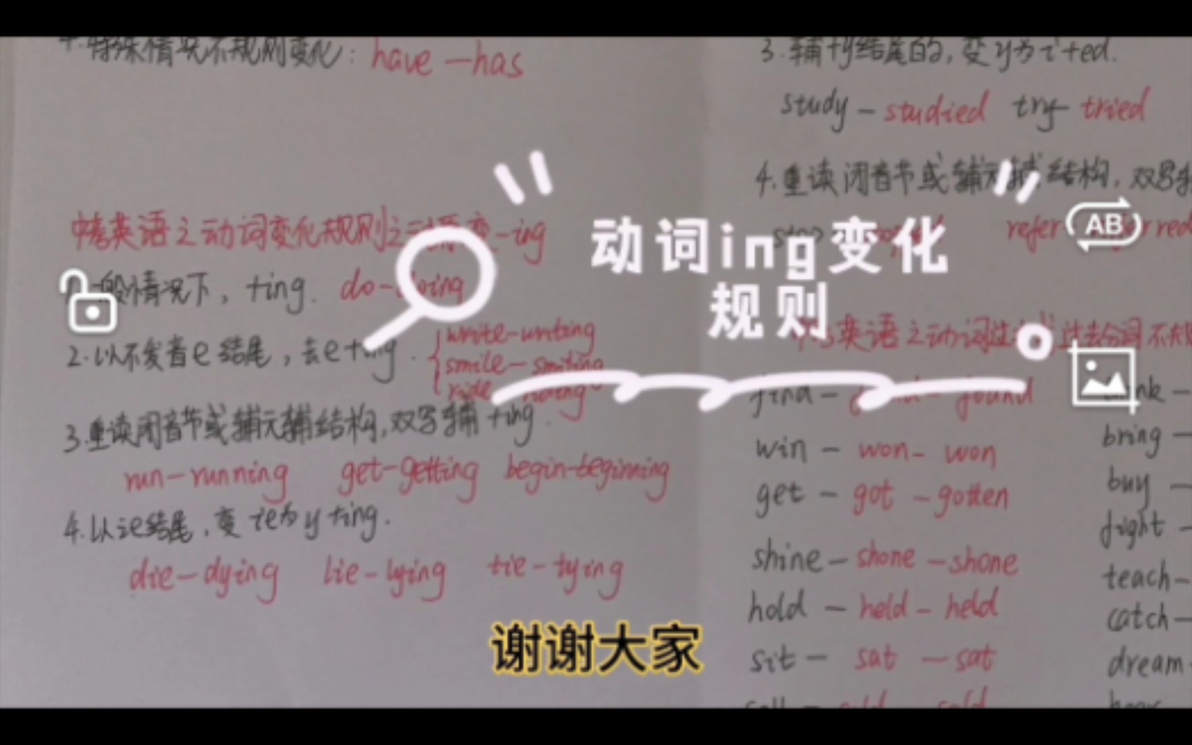 中考英语动词变化规则动词原型变ing