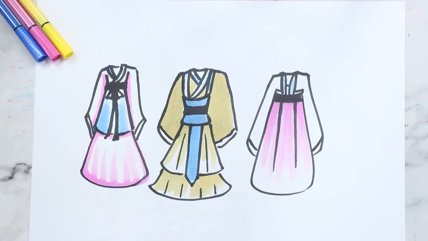 如何画古装衣服