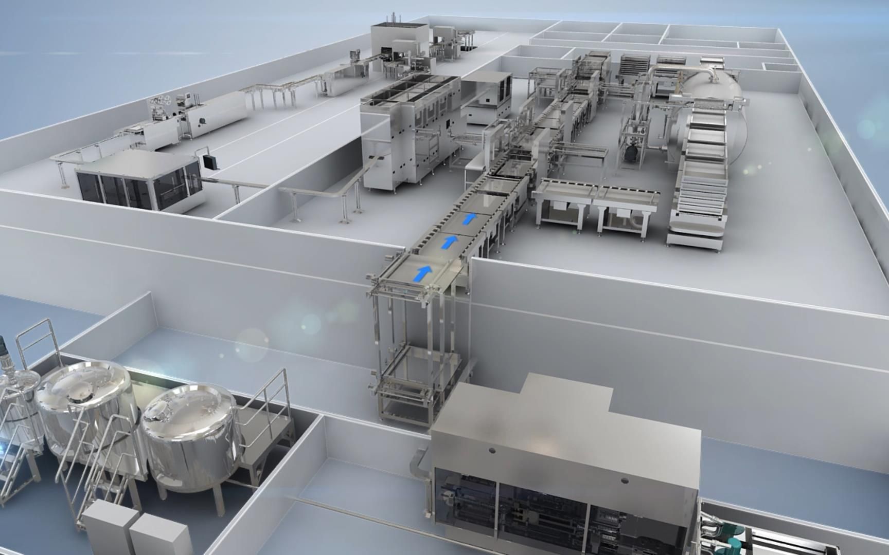 安瓿水针生产线三维演示动画制作-安瓿瓶水针洗烘灌装三维动画-安瓿...