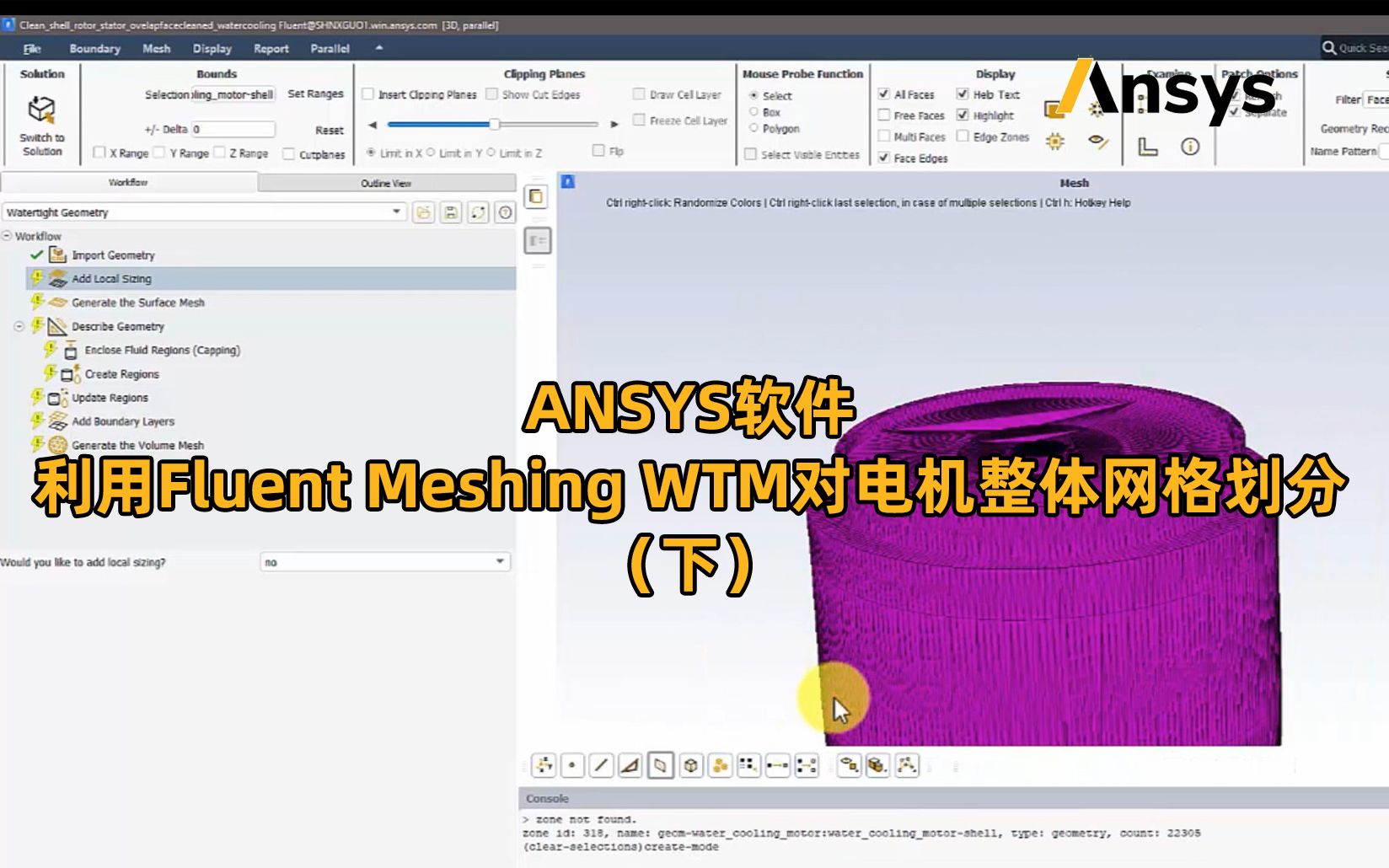 【Ansys】如何利用Fluent Meshing WTM对电机整体网格划分(下)