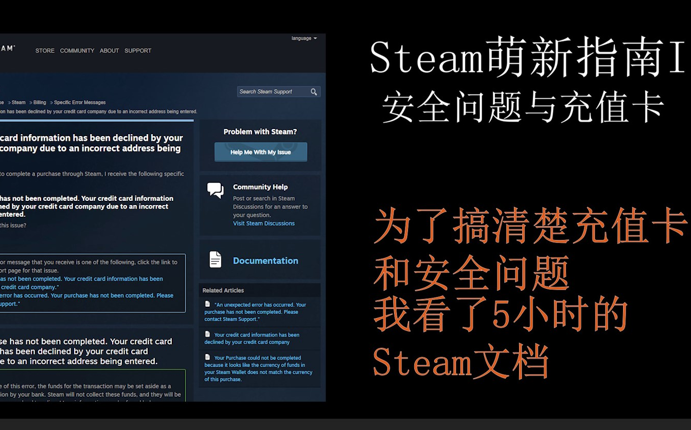 【Steam入坑指南I:安全与充值卡】为了萌新我研究了一天的Steam规则...