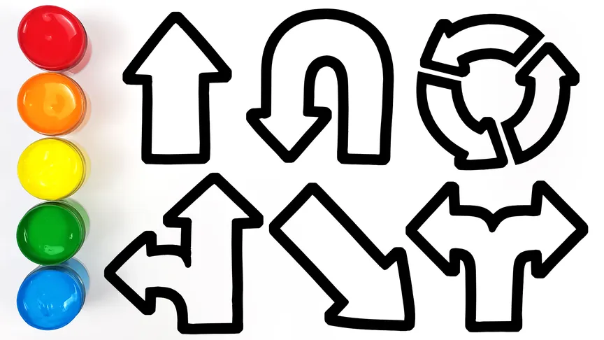 2分钟轻松识别10种常见交通行车指示标识#幼儿趣味填色简笔画