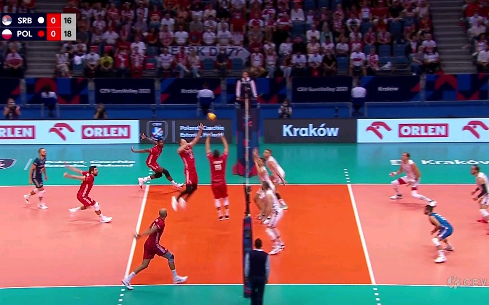 男排欧锦赛 pool A 波兰 3-2 塞尔维亚集锦