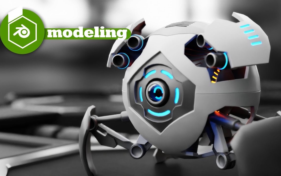 Blender 3.0球形战斗机器人3D建模教程(含免费工程模型下载)