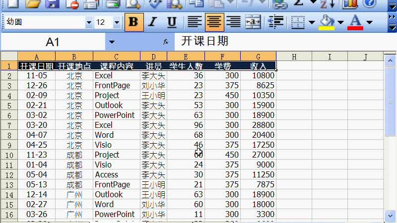 1-5 Excel 2003 显示比例