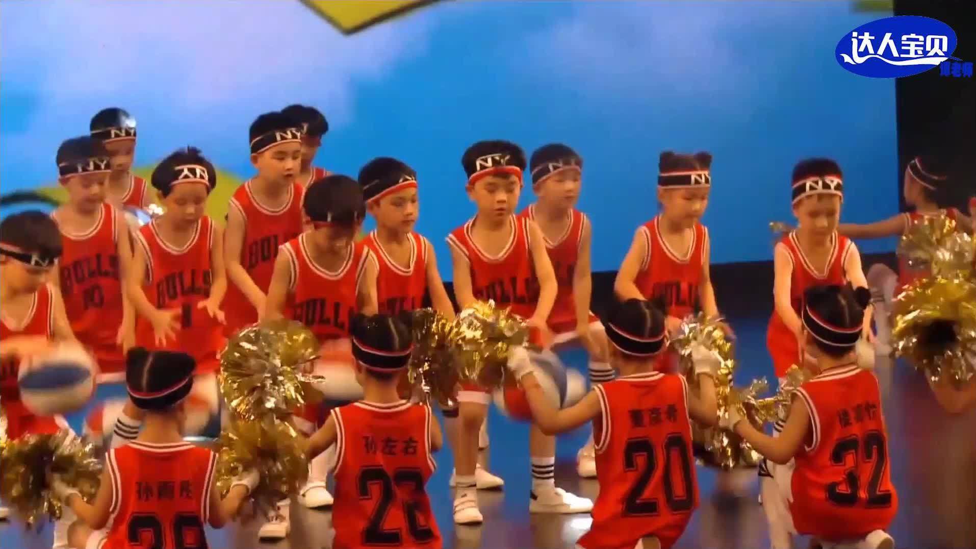 幼儿园大班舞蹈《篮球啦啦操》音乐动感,欢快的舞蹈