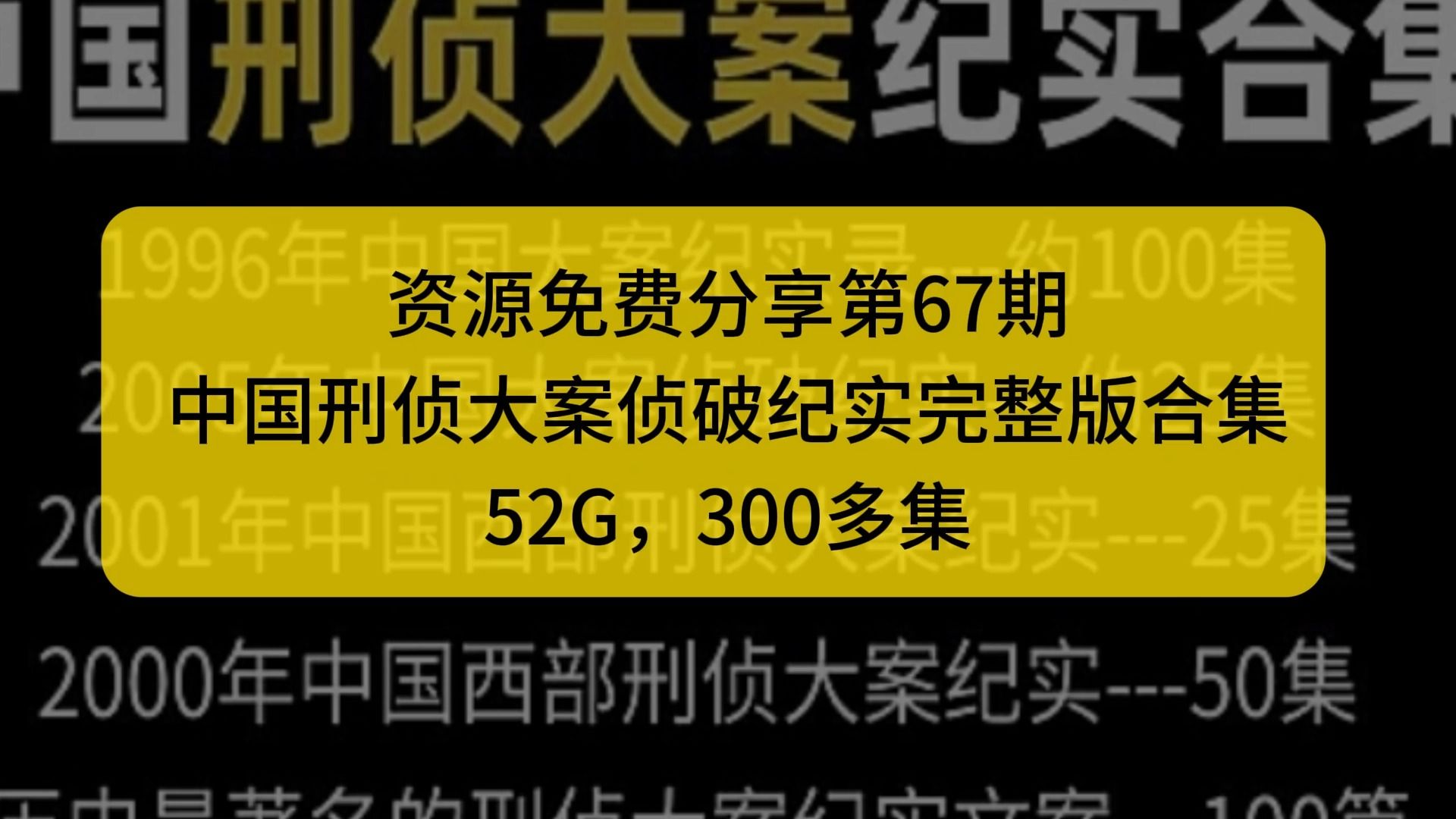 中国刑侦大案侦破纪实完整版合集,百度网盘视频资源免费下载