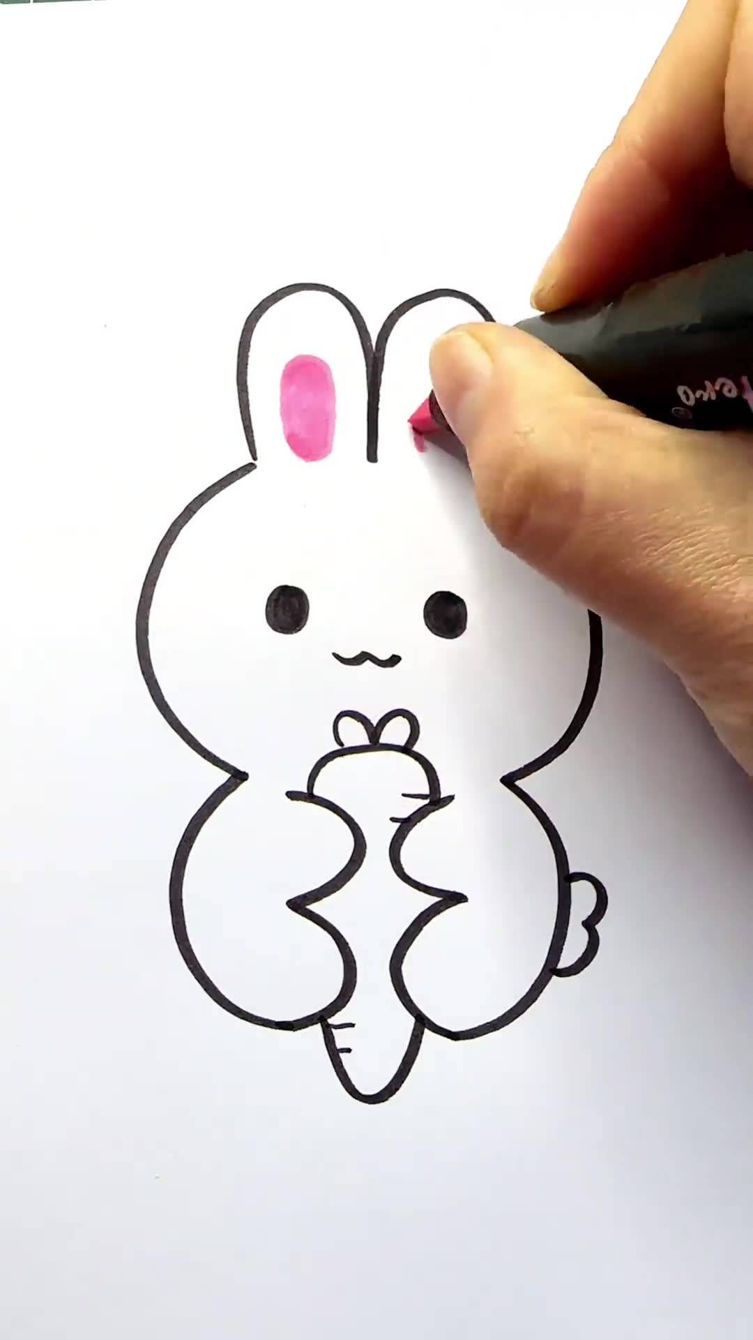 教你用数字3画小兔子,简单又可爱#简笔画