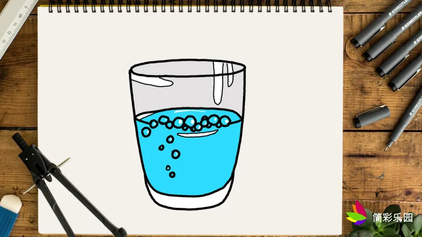 简单易学的玻璃杯简笔画步骤图,轻松变身绘画达人