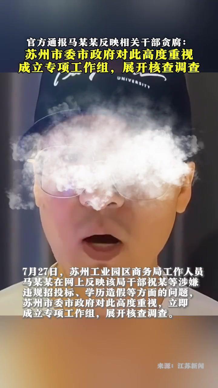 马某某网上反映相关干部涉嫌违规招投标等问题,苏州市:成立专项工作...