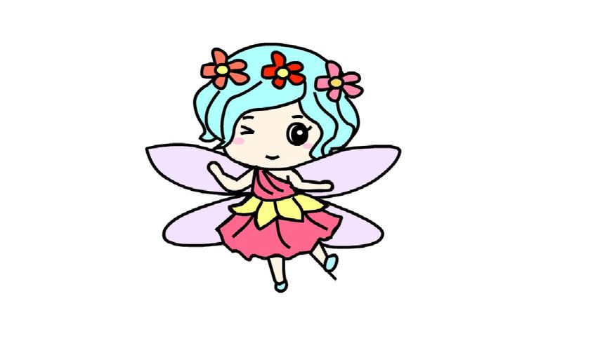 调皮可爱的花仙子呆萌古灵精怪的小精灵卡通人物简笔画儿童学画画