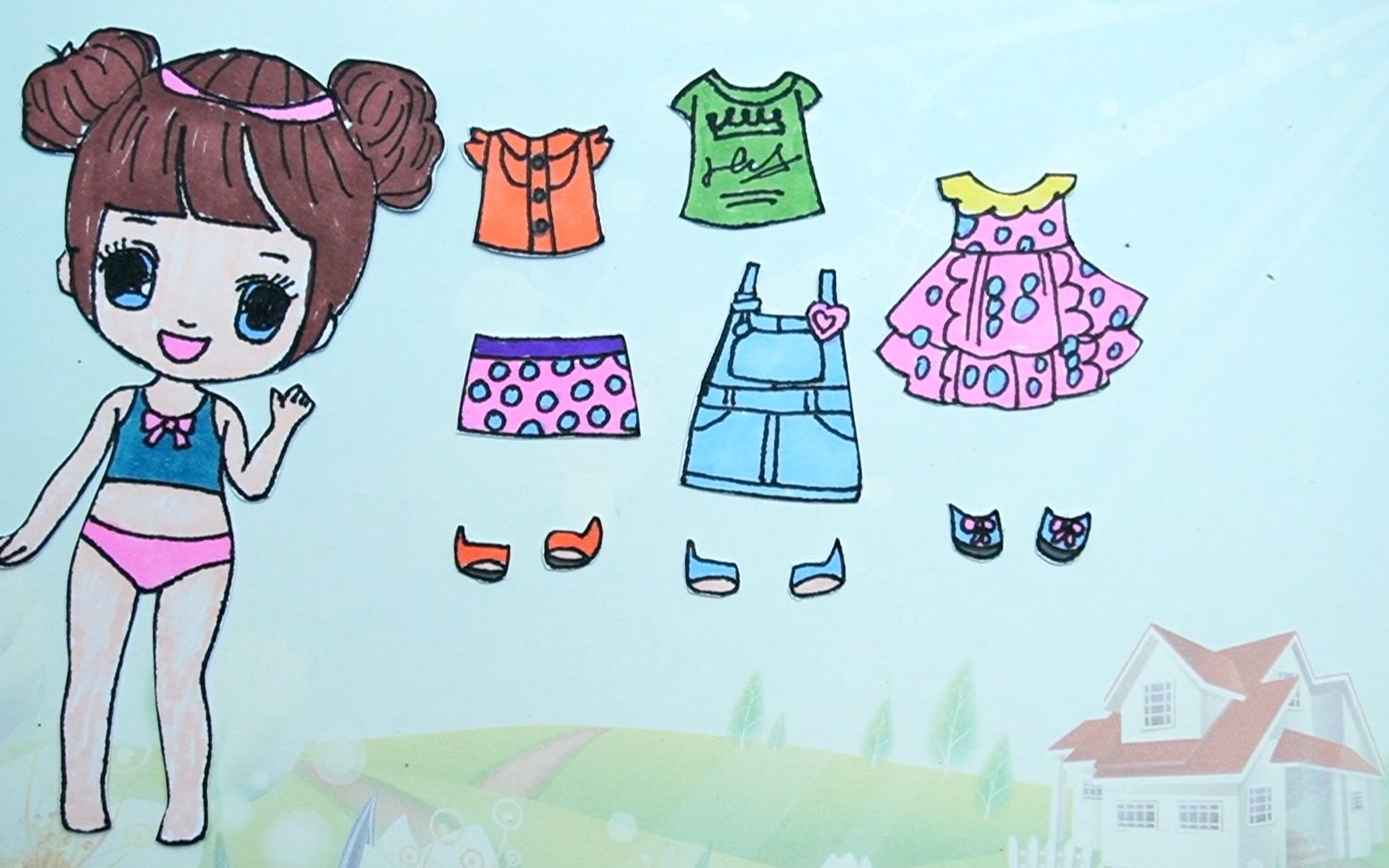 纸娃娃创意手工:制作可爱小女孩,还有短裙、牛仔裙和蓬蓬裙