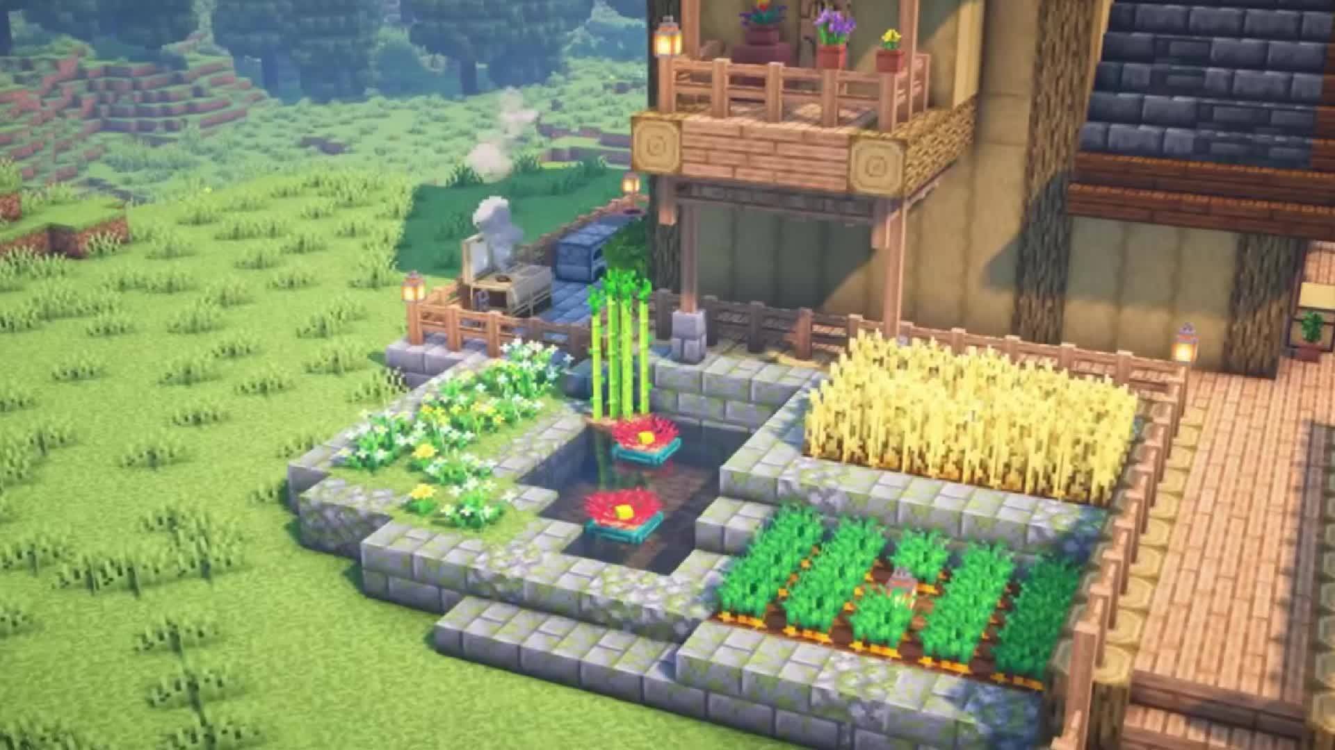 《我的世界》实用建筑:生存基地+迷你花园一体化设计