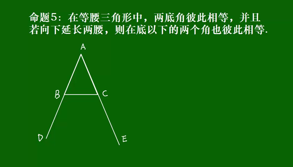 12几何原本第一卷命题5(等腰三角形的性质)