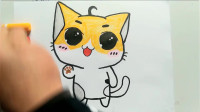 给可爱的小猫咪简笔画上色,好好看