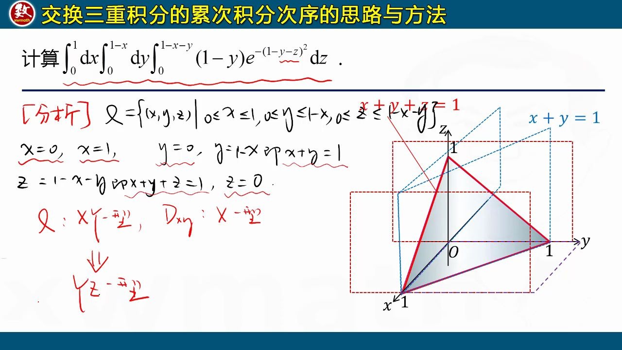 《高数、数分》交换三重积分的累次积分次序的一般思路与方法