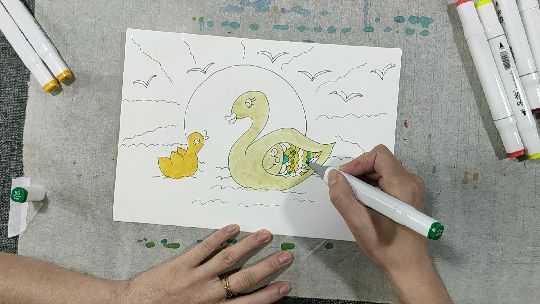 卡通绘画 简笔画 小鸭子
