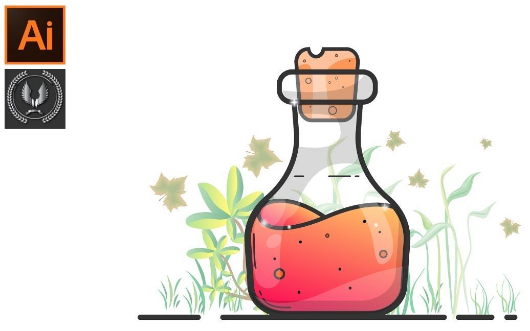 【Ai教程】15分钟绘制瓶子插画