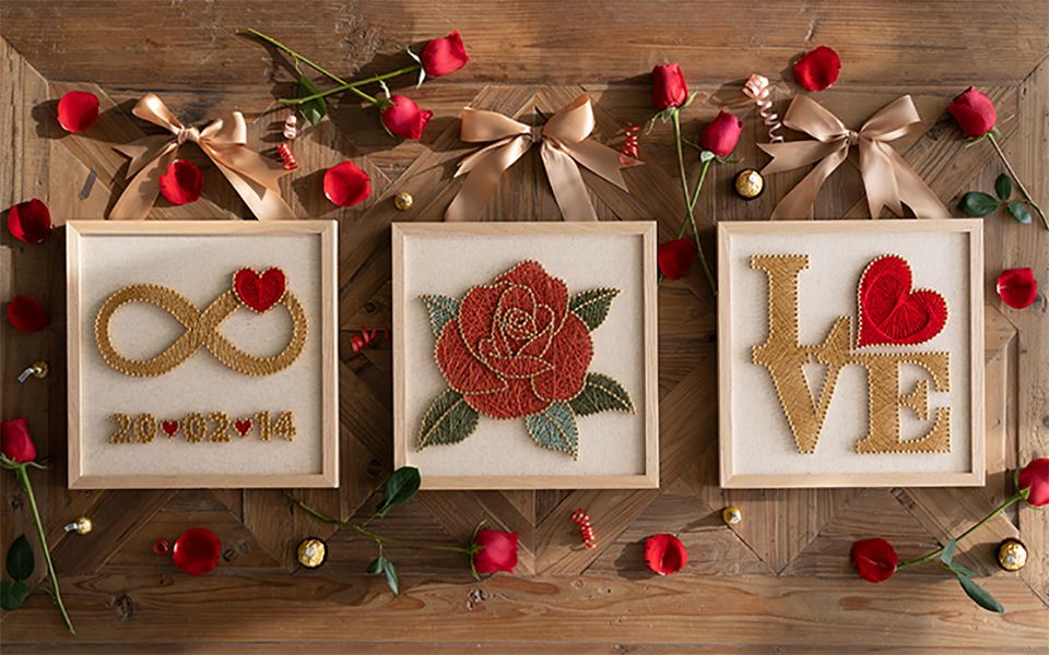 【弦丝画】墙蛙手工DIY钉子绕线画LOVE爱心制作教程