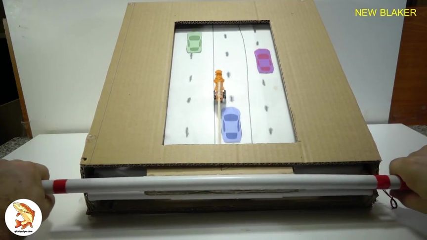 今日DIY:纸盒版赛车游戏,小型模拟游戏机
