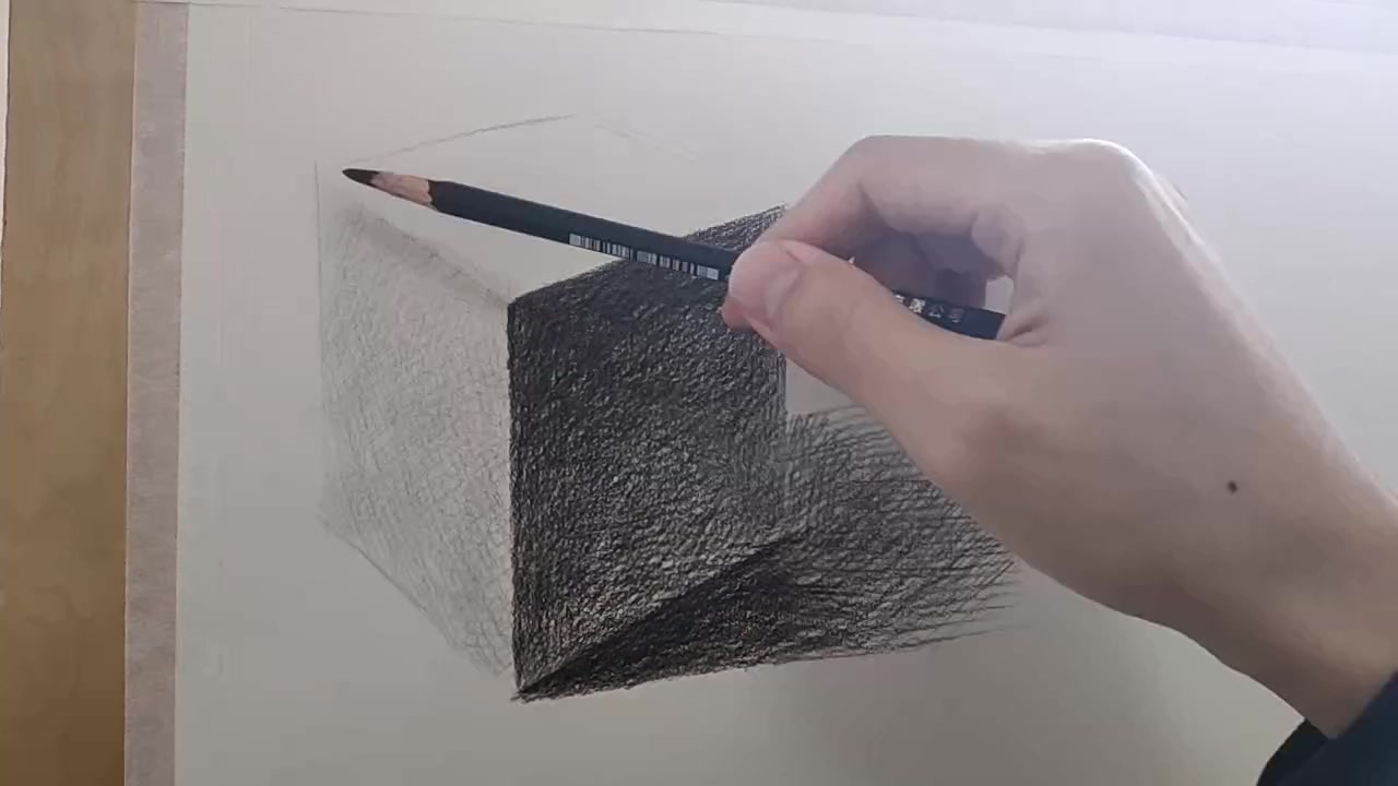 素描入门立方体明暗画法步骤!零基础新手如何画立方体排线?