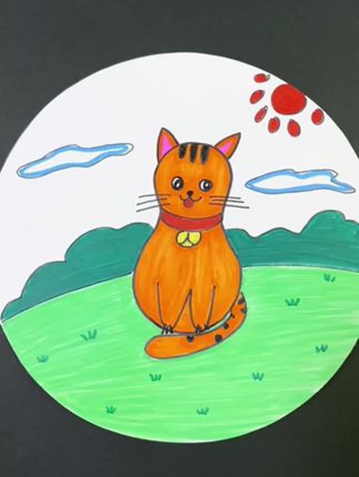 简单漂亮的儿童画 小猫咪