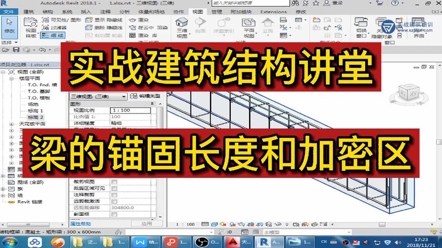 用BIM三维模型,详细介绍梁的锚固长度和加密区