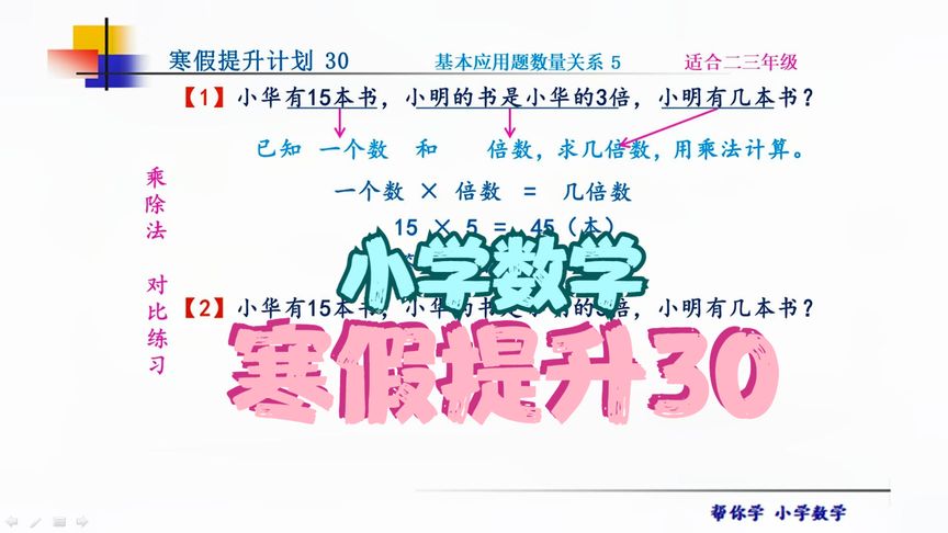 小学数学,对比乘除法应用题,让你清楚有“倍”用乘法还是除法算
