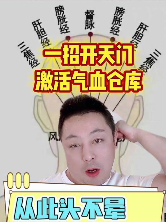 一招“开天门”,打开头部气血仓库,气血充足头不晕