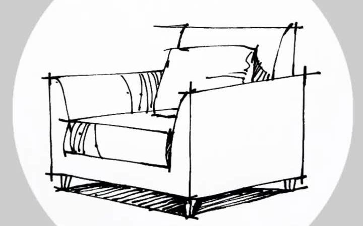 室内设计手绘线稿之单体沙发