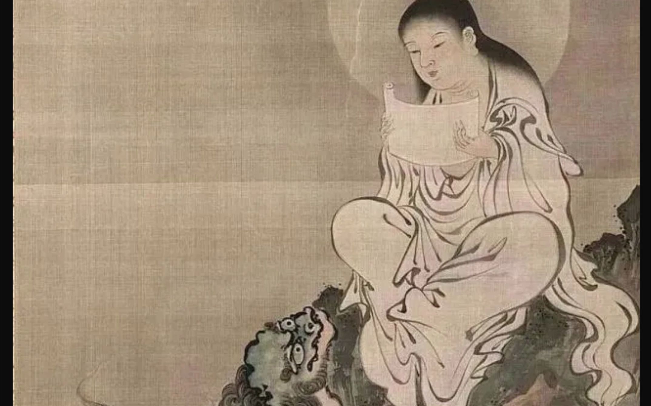 沃唐卡· 江户时代佛像画“文殊师利童子”像