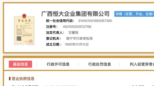 广西恒大企业集团:非中国恒大的广西分公司,零负债